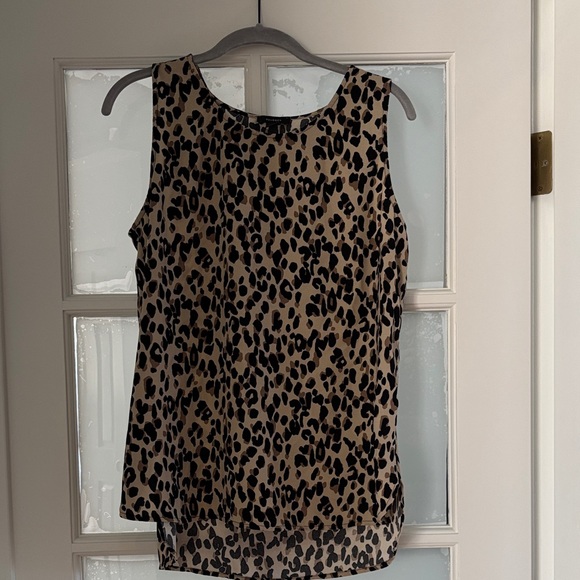 Halogen | Tops | Halogen Animal Print Tank Top Black And Tan | Poshmark